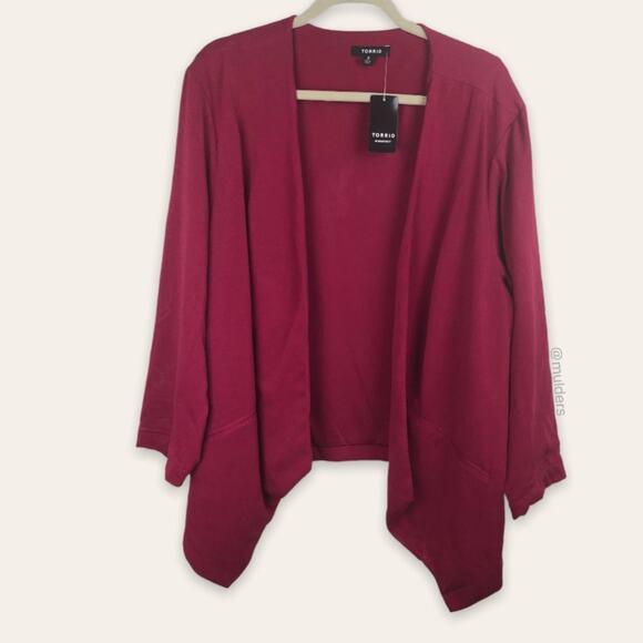 torrid | Jackets & Coats | Torrid Beetred Knit Crepe Cutaway Blazer ...